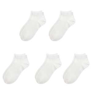 serisimple viscose bamboo school socks ankle super soft kids socks stretch cuffs athletic socks odor resistant anti-odor 5 pairs (medium, white)