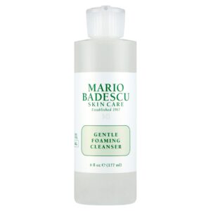 mario badescu gentle foaming facial cleanser, deep cleansing and hydrating face wash for all skin types with aloe vera, fermented black tea and glycerin, 6 fl oz