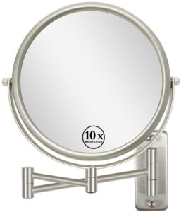 erlingeryi 8" wall mounted makeup mirror 1x/ 10x magnifying mirror double sided vanity makeup mirror for bathroom nickel brush finish