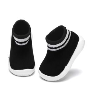 engtoy baby shoes baby sock shoes baby walking shoes infant non-slip breathable slippers with soft rubber sole baby boys girls slip on sneakers black