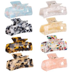 laxizar hair claw clips 8 pack tortoise barrettes rectangle shape clips 3 inch fashion hair clips for women