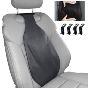 new upgrade air seat cushion for car- innovative car seat cushion - car back cushion for pain relief in all areas of the back - black patent ,comes with 4 car hooks,1 pack(black, linen)