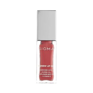 sigma beauty renew lip oil – tinted lip oil with luxurious high-shine color and long lasting hydration for soft, supple lips, non sticky lip oil w/nourishing antioxidants (tranquil, fresh pink sheen)