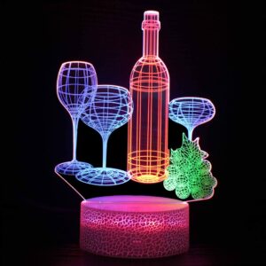 3d night light wine cup bottle optical illusion lamp creative gift visual lamp dynamic touch led three colorful bedroom decorations chirstmas festival birthday valentines day desk lamp