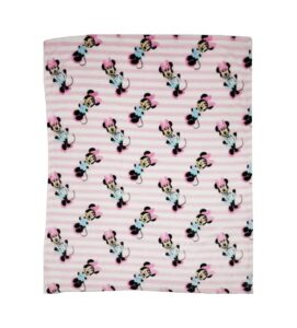 disney cudlie baby girl minnie mouse 1-ply flannel fleece blanket with simply stripe print