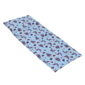 warner brothers superman blue and red icon, planets, and stars preschool nap pad sheet