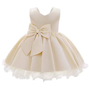 flower toddler baby girls dress formal bowknot tutu backless ruffle puffy tulle gowns princess wedding communion christening baptism pageant birthday lace party wear summer suit champagne 5-6x