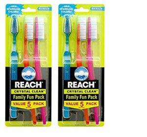 2-pack reach crystal clean family fun 5 count toothbrushes medium