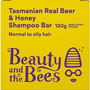 beauty and the bees tasmanian real beer & honey shampoo bar - unscented for sensitive skin