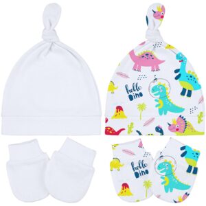 sublimation white blank baby knotted beanie hat and gloves for newborn (2)