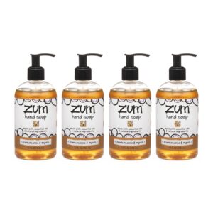 zum indigo wild hand soap - natural liquid hand soap - for bathroom & kitchen - frankincense & myrrh scent - 12 oz (4 pack)