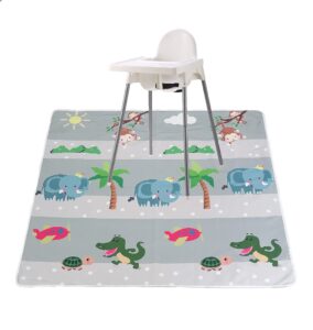 large splat mat for under highchair washable , anti-slip silicone spot splash mat, waterproof floor protector, mess mat for arts craft (53x53 inch)