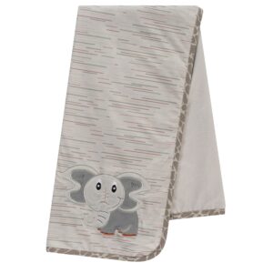 super soft minky baby blanket - embroidered elephant design, jungle safari theme, 30x40 inches, gender-neutral baby blanket for boys & girls.