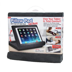 ontel pillow pad fold away multi-angle soft tablet stand, gray