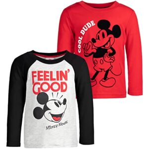 disney mickey mouse infant baby boys 2 pack long sleeve t-shirts black/red 18 months