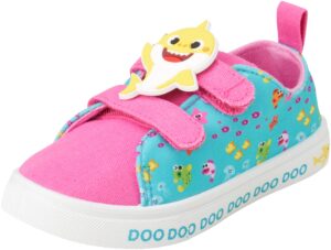 nickelodeon baby girls' shoes - baby shark low-top laceless sneakers (toddler), size 8 toddler, baby shark