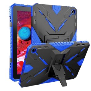 maomini for kindle fire hd 8 case/hd 8 plus case 2020 release 10th generation,kickstand heavy duty armor defender cover (blue)