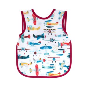 bapronbaby retro airplanes bapron - no neck tie safer bib for baby & toddler - soft waterproof stain resistant - machine washable - sz preschool 3-5yrs