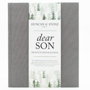 duncan & stone baby memory book, grey, 230 pages, prompted journal for 18 years