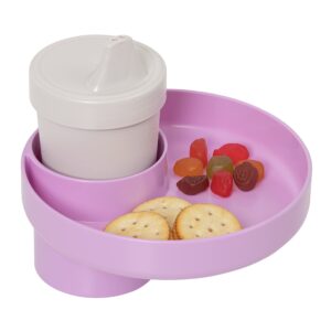 travel tray round, usa made easily convert your existing cup holder to a tray and cup holder for use in a car seat, booster, stroller, golf cart and anywhere you have a cup holder! - lavender