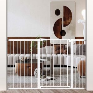 extra tall baby gate stand 38" tall - 59.84"-62.60" wide long walk through pet gate for kids or large pets - metal pressure mounted safety gate