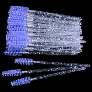 300pcs disposable mascara wands spoolie brush crystal eyebrow brushes eyelash extension applicator makeup kits.myaokue-up (white-light purple)