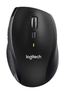 logitech m705 wireless marathon mouse for pc - long 3 year battery life, ergonomic shape with hyper-fast scrolling and usb unifying receiver for computer and laptop - black (renewed)