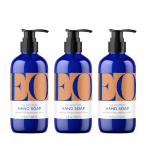 eo liquid hand soap, 12 ounce (pack of 3), orange blossom and vanilla, organic plant-based gentle cleanser with pure essential oils