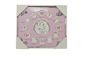 concepts in time, concepts inmy first yearin fun unicorn metal frame with bow and 13 round openings (10inx12in unicorn pink)