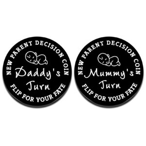 fun new parents decision coin, new mom gifts for women new dad gift for mother to be new baby baby shower pregnancy gift first time birthday mothers fathers day christmas thanksgiving, double sided