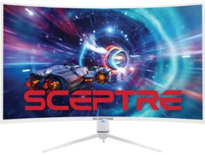 sceptre curved 40" class 16:9 qhd 2560x1440 gaming display displayport up to 165hz amd freesync premium hdr400, 1ms mprt 3000r height adjustable nebula series white (c408b-qwn168w)