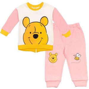 disney winnie the pooh infant baby girls fleece sweatshirt and pants set pink 18 months