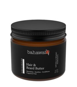 bahawat hair & beard butter for men leave-in conditioner - unscented - strengthen & soften – made in usa - natural ingredients | the best beard butter -2 oz