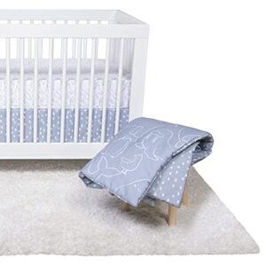 trend lab modern baby crib bedding set for boys or girls | save the polar bears 4 piece nursery décor quilt, 2 fitted crib sheets, and dust ruffle skirt - grey, 80005