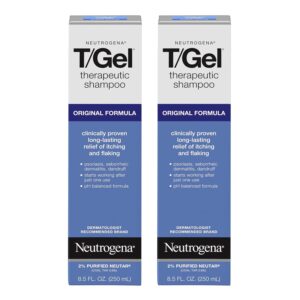 neutrogena t/gel therapeutic shampoo original formula, anti-dandruff treatment for lasting relief of itching flaking scalp as a result of psoriasis & seborrheic dermatitis, 2 x 8.5 fl. oz