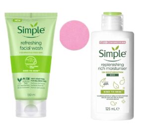 ydf simple hydrating rich moisturizer, 4.2 ounce - simple moisturizing facial wash, 5 ounce - with compressed face sponge