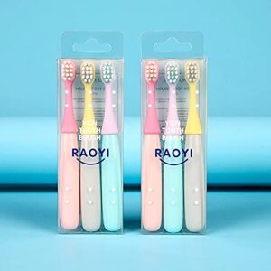 3pc children's soft silicone training toothbrush baby children's teeth oral care toothbrush tool children's toothbrush baby products 3-6 years old (white)