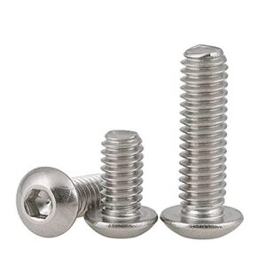 1/4-20 x 1/2" button head socket cap bolts screws, 304 stainless steel 18-8, allen hex drive, bright finish, fully machine thread（25pcs）