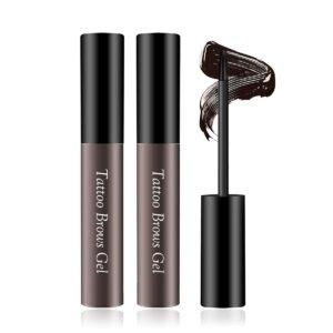 lokfar 2 pcs peel off tattoo eyebrow gel, natural eye-brow gel long-lasting waterproof eyebrow peel off tattoo brow tattoo makeup, eyebrow tattoo peel off for all types of eyebrows (gray brown)