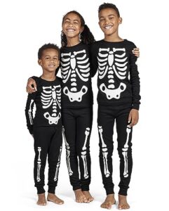 the children's place,unisex baby and toddler matching family glow skeleton snug fit cotton one piece pajamas,black,5t