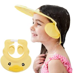 baby shower cap shampoo visor shield hat kids bath washing hair rinser prevents water from pooling in face for protector toddler children(yellow)