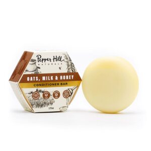 pepper hill conditioner bar - oat milk honey (fragrance free) - natural, plant-based, cruelty-free, solid shampoo for sensitive skin - free of sulfates, plastics, water, and parabens