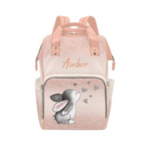 xozoty print pink bunny diaper bags backpack with name personalized baby bag nursing nappy bag gifts