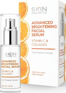 skin aesthetics vitamin c serum with collagen - dark spots & skin brightening, anti-aging & acne treatment - dermatologist tested korean skincare - clean beauty, cruelty-free - 1.69 oz