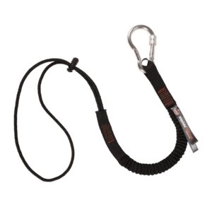 ergodyne squids 3105 tool lanyard with aluminum screw lock carabiner, tool weight capacity 15lbs , black