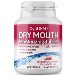 nature's stance xylident xylitol tablets for dry mouth relief - stimulates saliva, freshens breath, reduces acid production, fast acting extended relief, 100 count