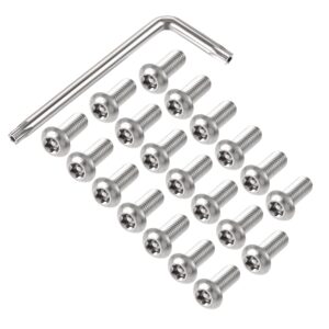 uxcell m8x20mm torx security machine screw, 20pcs pan head screws inside column, with t40 l-type wrench, 304 stainless steel fasteners bolts