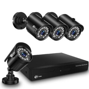 xvim wired security camera system, 5mp 4ch home security camera system dvr(no hard drive), 4pcs 1080p security cameras, waterproof outdoor camera system, motion detect, night vision