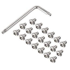 uxcell m8x10mm torx security machine screw, 20pcs pan head screws inside column, with t40 l-type wrench, 304 stainless steel fasteners bolts