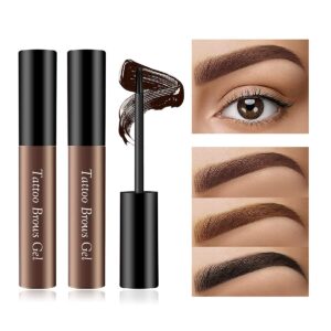 lokfar 2 pcs natural eye-brow gel long-lasting waterproof peel off tattoo brow makeup, for all types of eyebrows (brown)